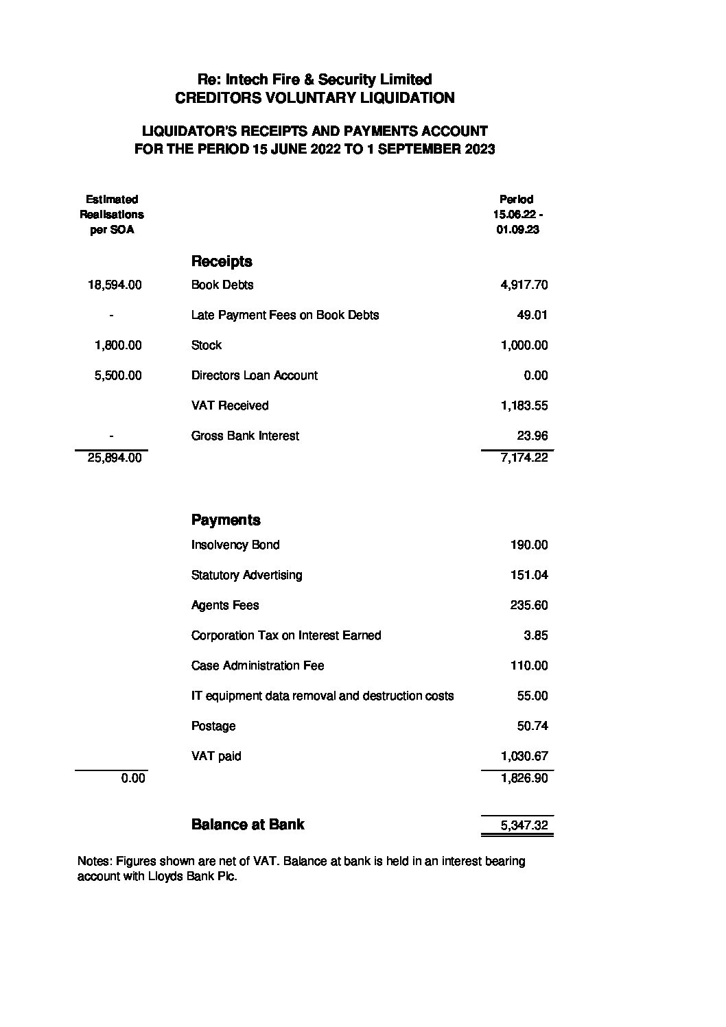 Receipts + Payment Account | DCA Business Recovery